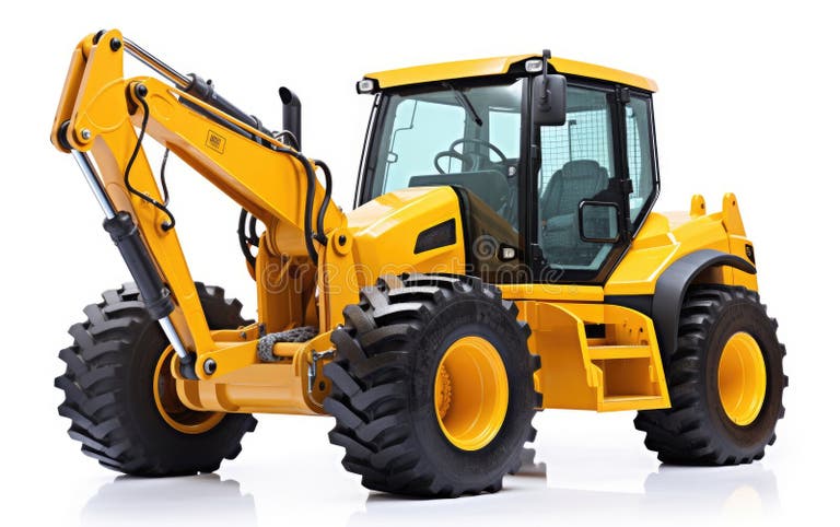 Backhoe Loader on White Background Stock Illustration - Illustration of ...