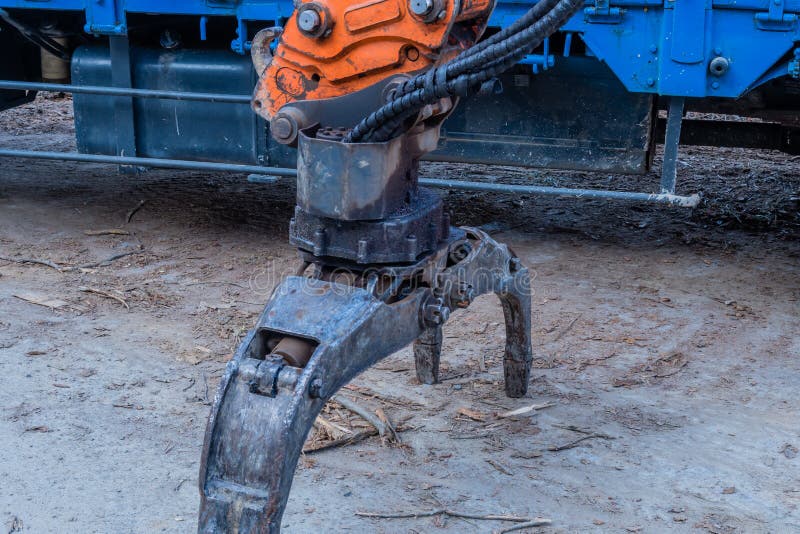 Backhoe Log Grapple Attachment Stock Image - Image of industrial ...
