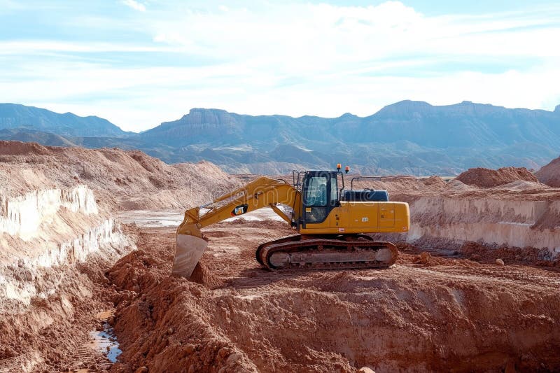 Backhoe Machinery Actively Digging Soil To Create a Solid Foundation at ...