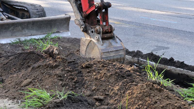 Digger Working at Construction in Excavation Pit Stock Video - Video of ...