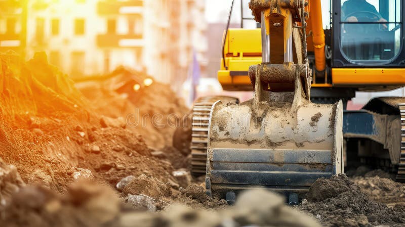 The Backhoe S Operator Uses the Machine S Extendable Arm To Reach ...