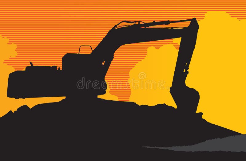 Excavator silhouette stock illustration. Illustration of aerial - 15155301