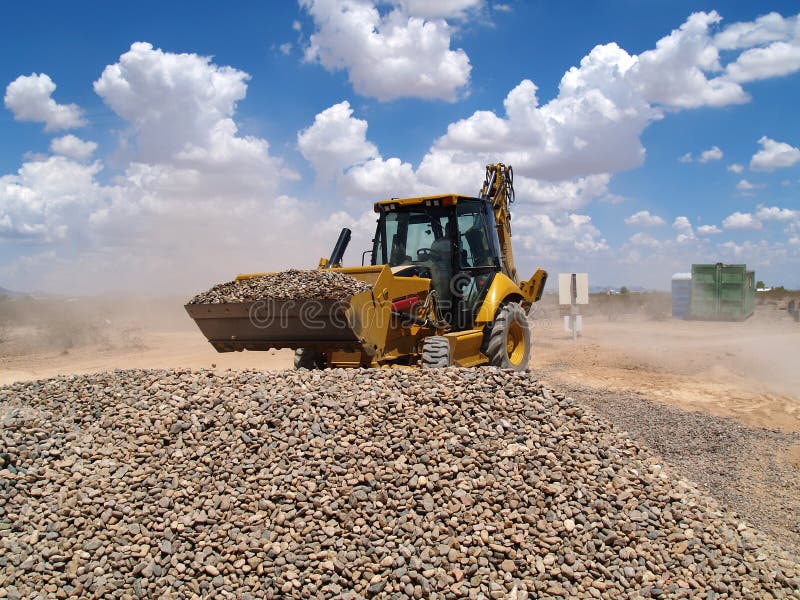Rear View of Loader Excavator with Rised Backhoe Stock Image - Image of ...