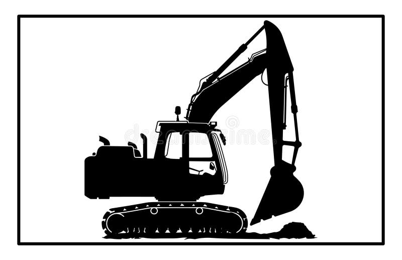 Backhoe Silhouette - Heavy Equipment Illustration and Construction ...