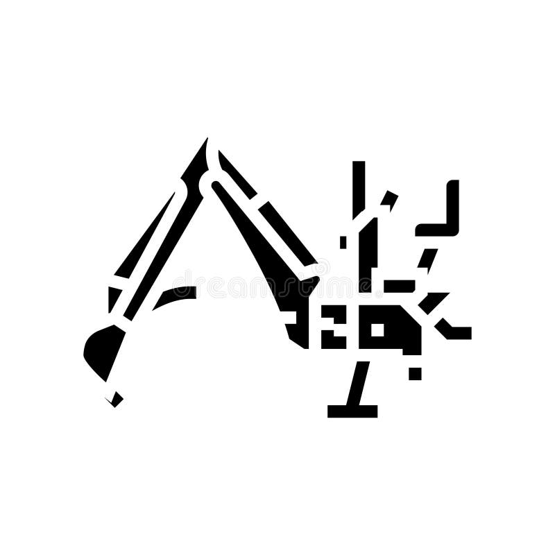 Backhoe Tractor Glyph Icon Vector Illustration Stock Illustration ...