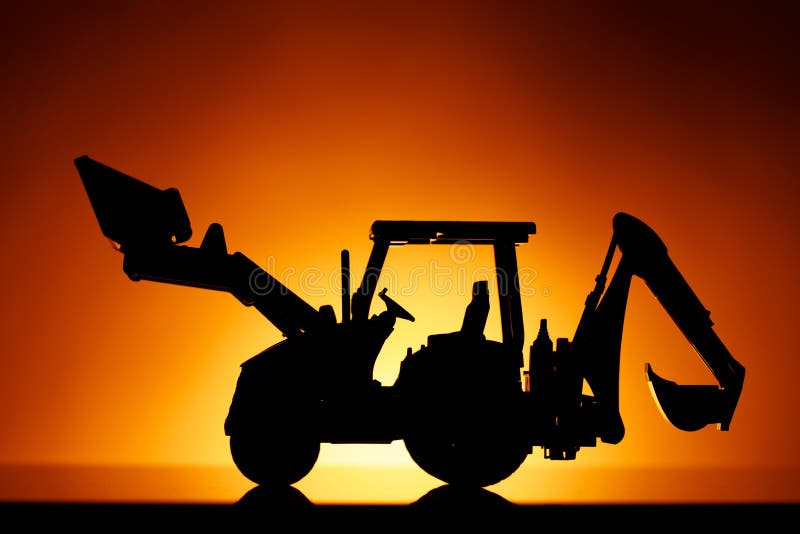 Backhoe Tractor Working with Back Long Shovel Stock Image - Image of ...