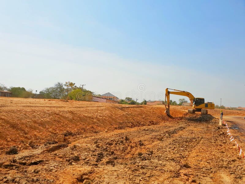 Sand and Soil of Construction Site Stock Photo - Image of loader ...