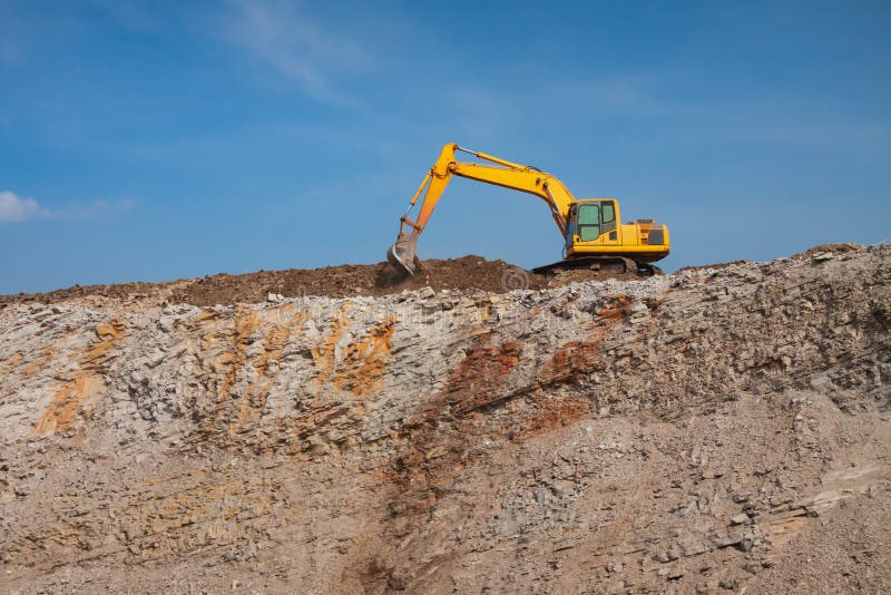 Backhoe are working stock photo. Image of outdoor, rock - 112316156
