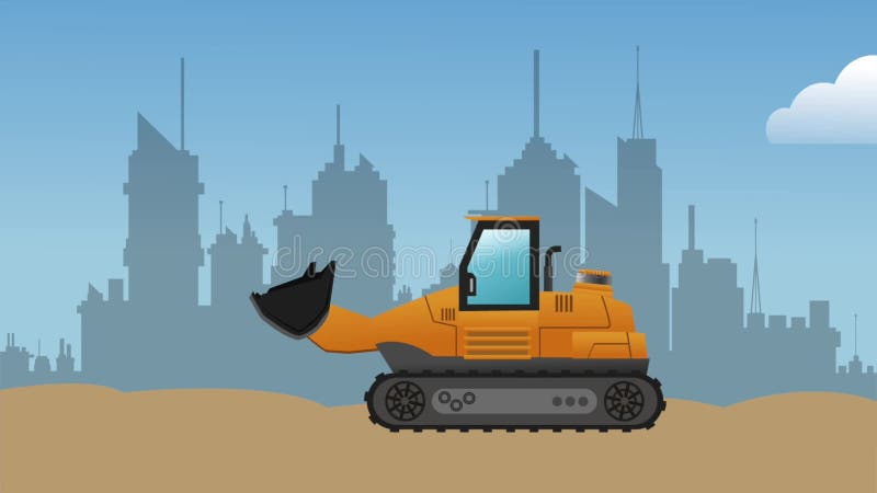 Working Construction Team at Edge of the City Cartoon Animation Stock ...