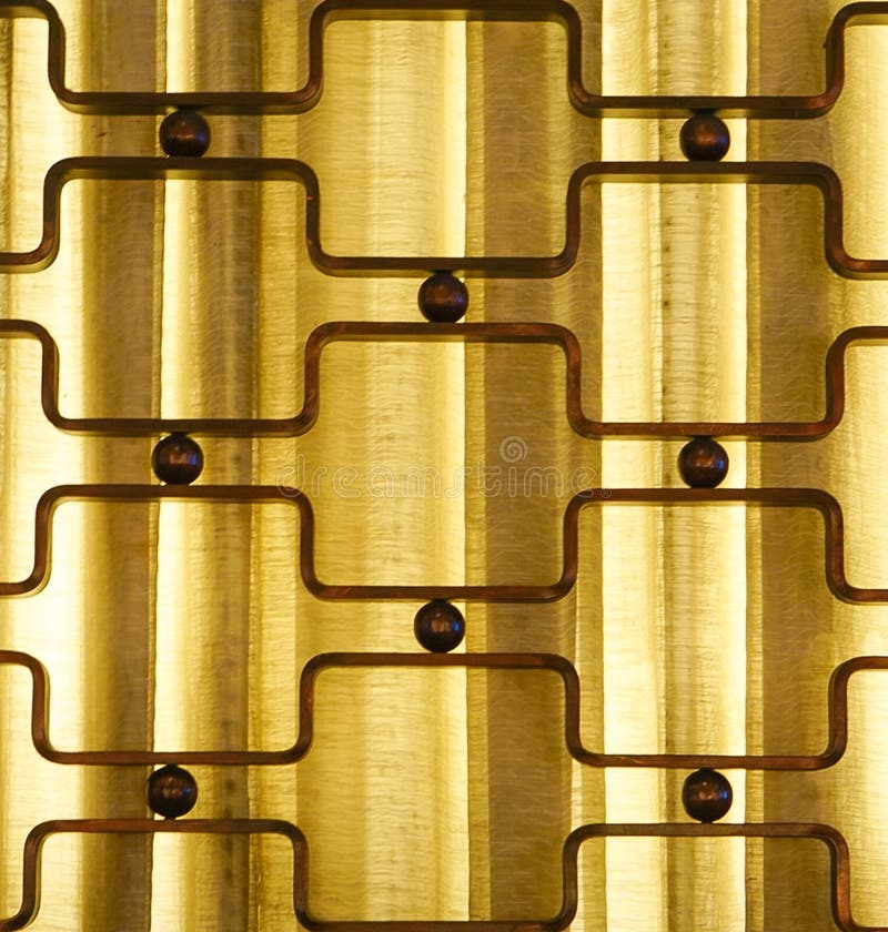 A Backlight with Curtains and a Geometric Pattern with Metal Squares ...