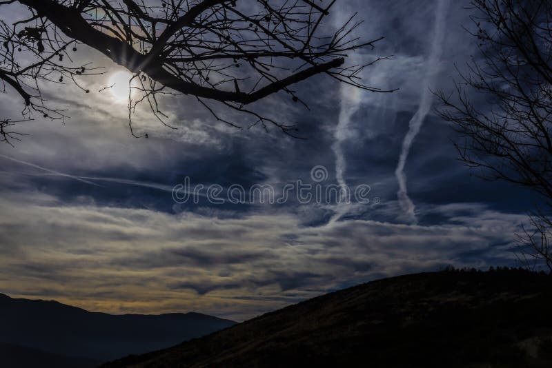 Backlight in Landscape on Top of the Mountain Stock Image - Image of ...