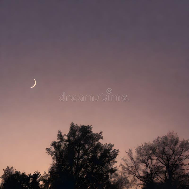 Backlight Photograph of a Small Crescent Moon during Dusk, Creating ...