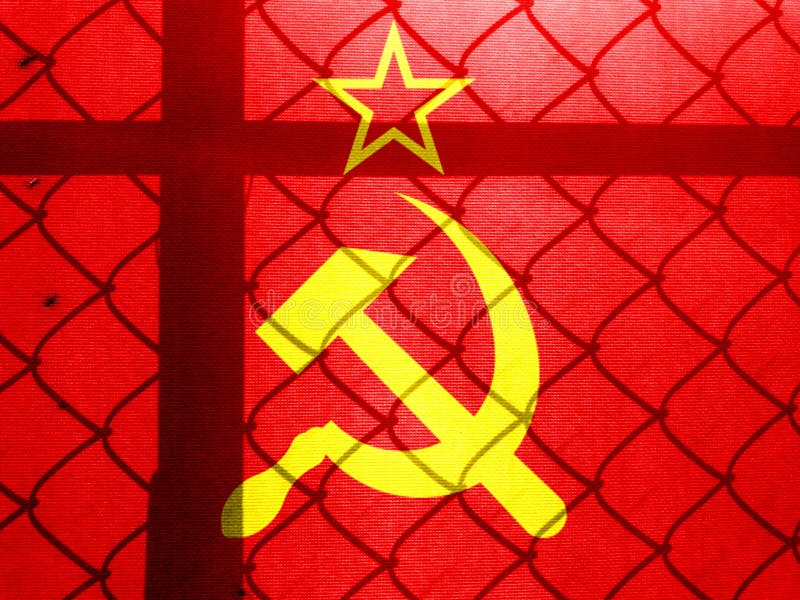 Backlight Backlight with Physical Soviet Flag and Barbed Wire. Stock ...