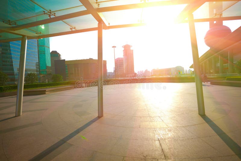 Backlight at Shanghai Modern Urban Architecture of Streetscape Stock ...