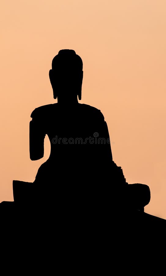 Backlight Silhouette of Buddha Statues in the Temple. Stock Image ...