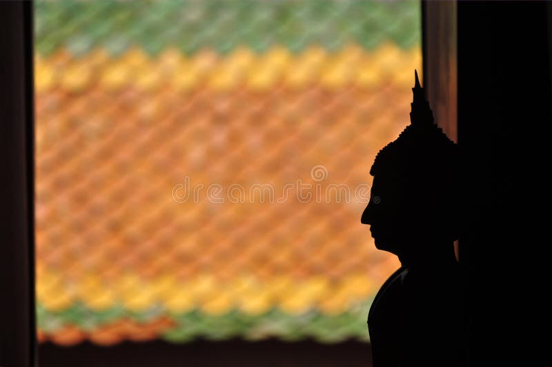 Backlight Silhouette of Buddha Statues in the Temple.- Stock Photo ...