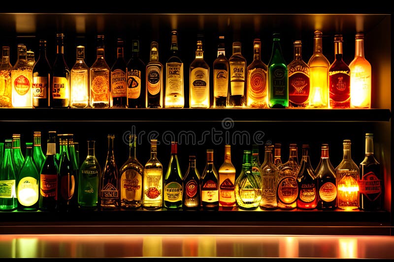 Backlighted Bottles Club Bar Background Stock Image - Image of luxury ...