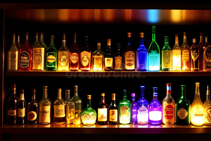 Backlighted Bottles Club Bar Background Stock Photo - Image of ...