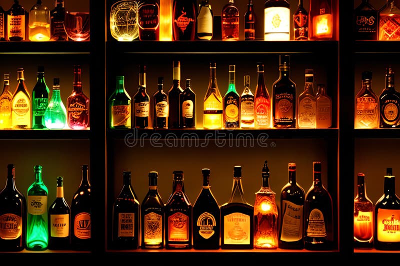 Backlighted Bottles Club Bar Background Stock Photo - Image of alcohol ...
