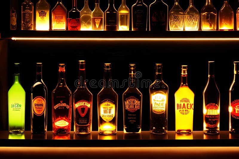 Backlighted Bottles Club Bar Background Stock Photo - Image of alcohol ...