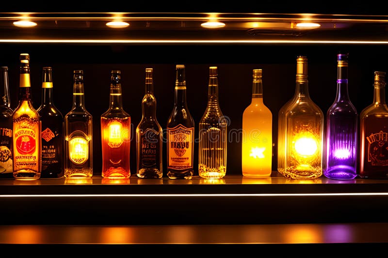 Backlighted Bottles Club Bar Background Stock Photo - Image of alcohol ...