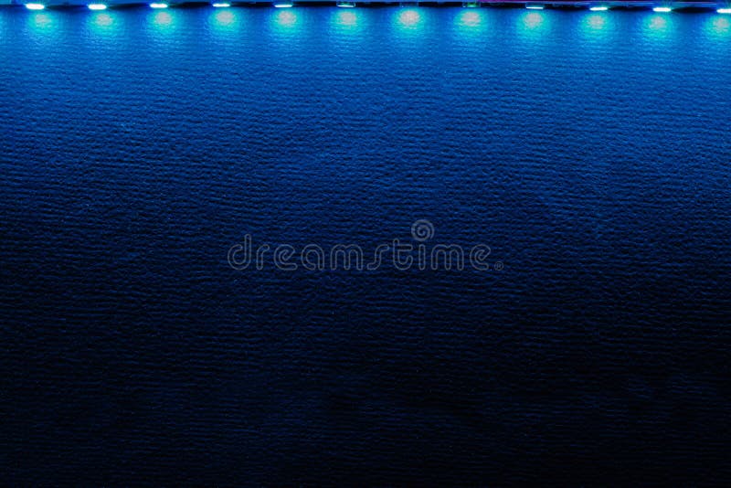 Backlit Background of Blue Led Strip Lights and Reflections on Black ...