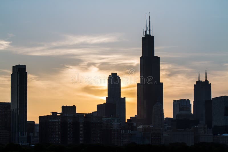 Backlit Chicago backdrop stock image. Image of illinois - 164766393