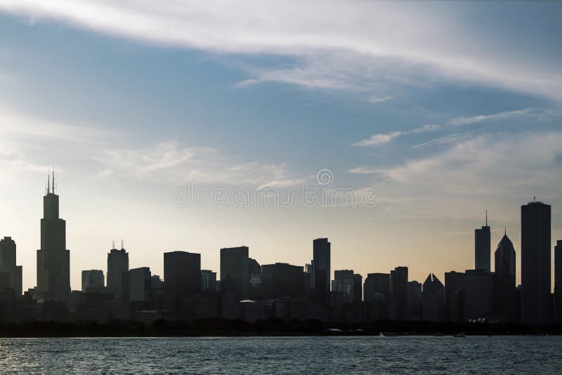 Backlit Chicago backdrop stock image. Image of blue - 164766489