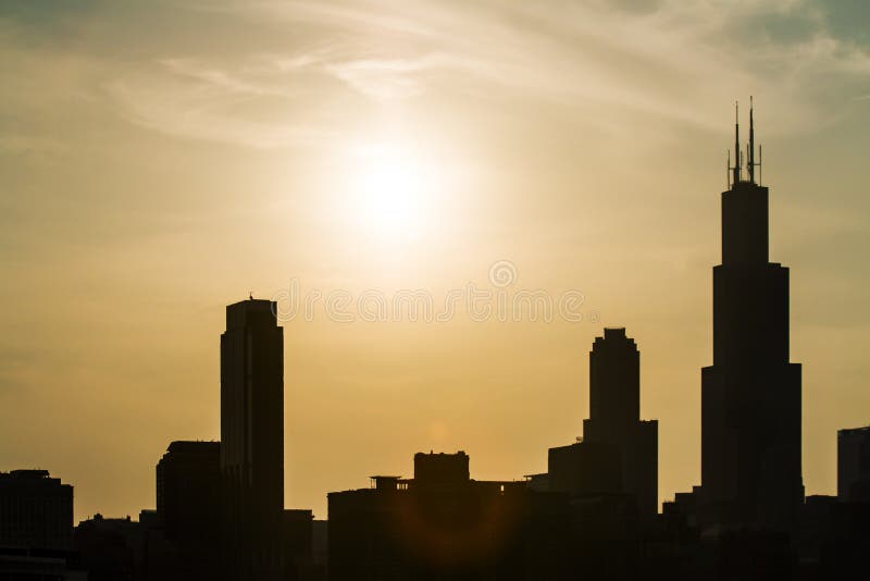 Backlit Chicago background stock photo. Image of exterior - 164122134