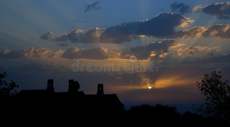 Backlit Country House at Sunrise Stock Photo - Image of backlight ...