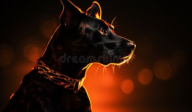 Backlit Dog Silhouette. AI Generative Stock Illustration - Illustration ...