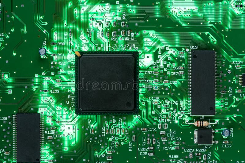 Green Printed Circuit Board with Detailed Network Texture 3D Ill Stock ...