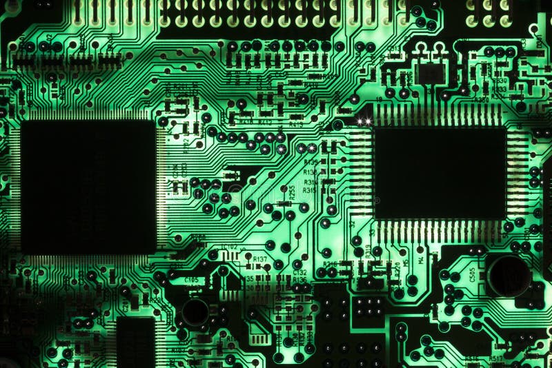 Backlit Green Printed Circuit Board - PCB Texture Stock Image - Image ...
