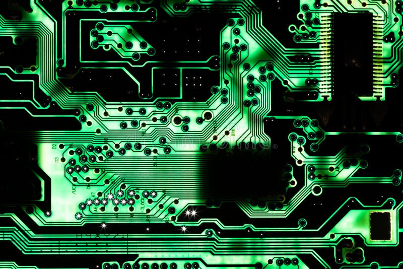 Backlit Green Printed Circuit Board - PCB Texture Stock Image - Image ...