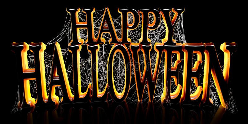 Backlit Happy Halloween Text Covered in Spooky Spider Webs Banner Stock ...