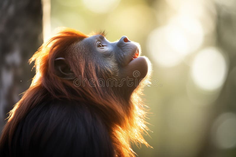 Backlit Howler Monkey with Breath Visible during Call Stock Image ...