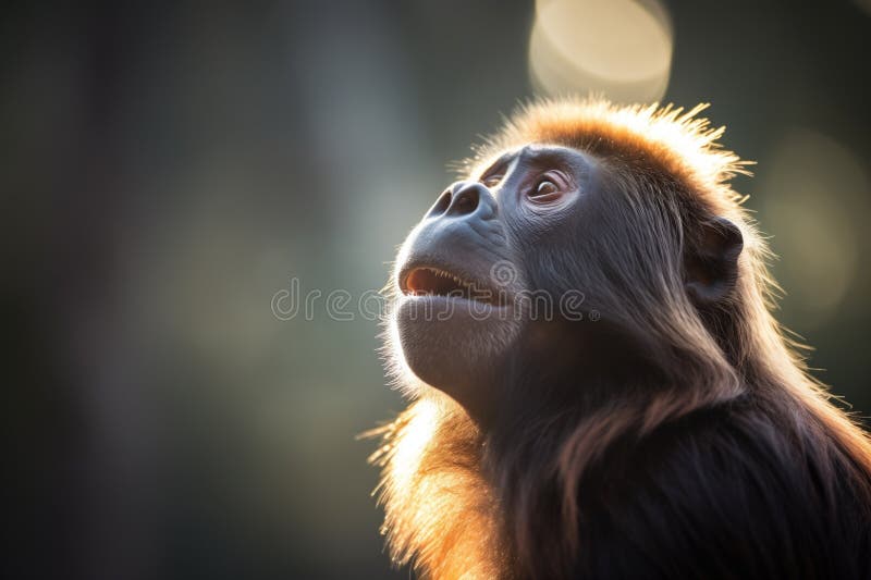 Backlit Howler Monkey with Breath Visible during Call Stock Photo ...