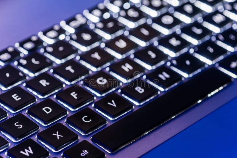 Backlit Keyboard in a Blue Ambiant Light Stock Image - Image of black ...