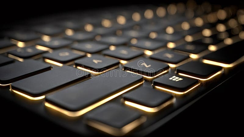 Backlit Keyboard Illuminating Modern Technology in Dramatic Close Up ...