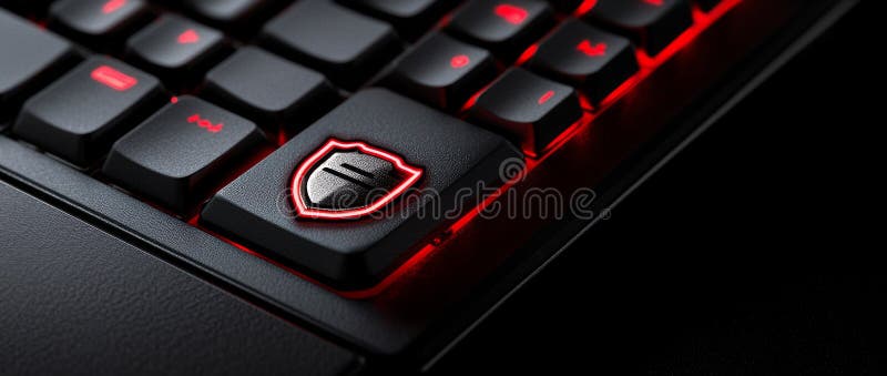 A Backlit Keyboard Key with a Distinctive Emblem is Shown in Close-up ...
