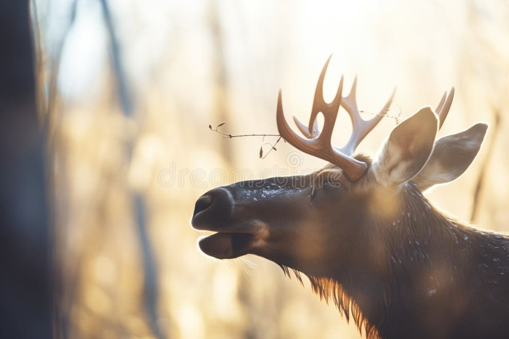 Backlit Moose with Breath Visible in Cold Air Stock Image - Image of ...