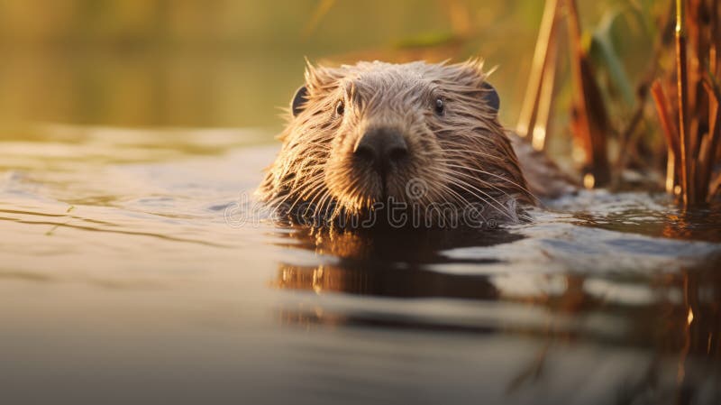 Backlit Photography: Capturing the Majestic Beaver in Soft Light Stock ...