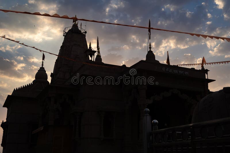 Backlit Shot of Dramatic Sunset Sky and Artistic Hindu Temple at ...