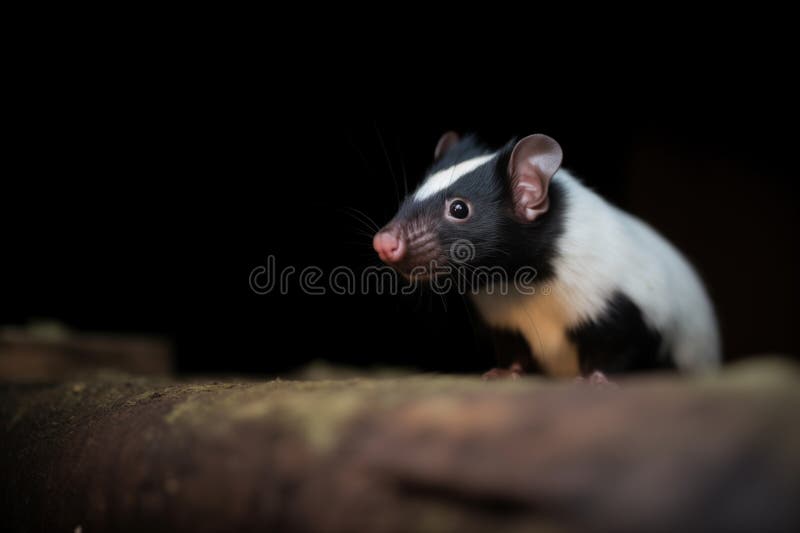 Backlit Skunk with Glowing Eyes in Low Light Stock Illustration ...