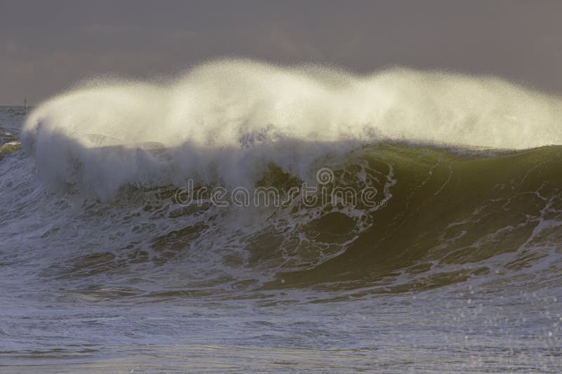 Backlit Stormy Wave Spray at Sunset Stock Image - Image of beauty ...