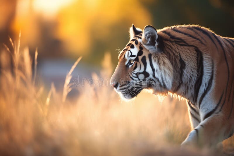 Backlit Tiger during Golden Hour Stock Illustration - Illustration of ...