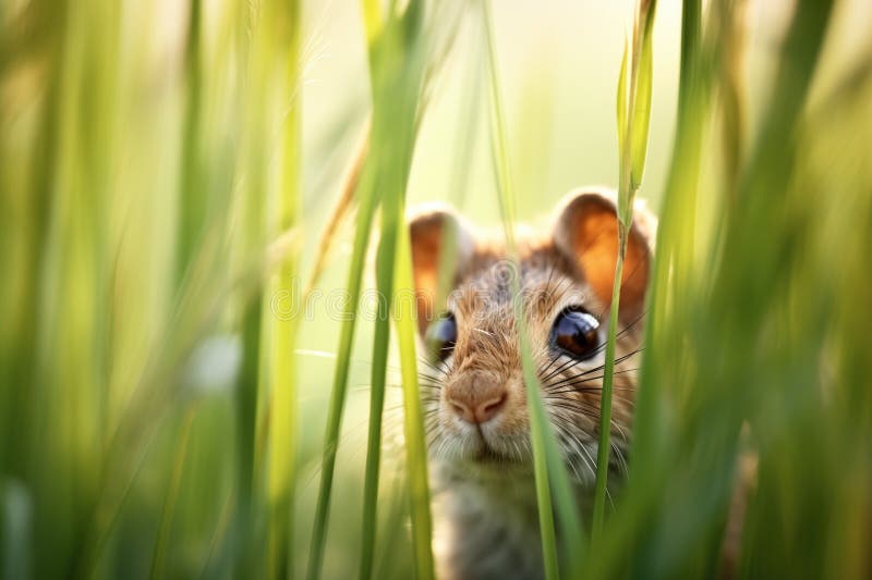 Backlit Vole with Translucent Ears in Tall Grass Stock Illustration ...