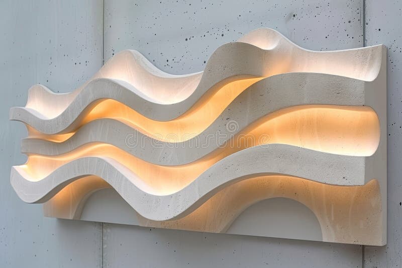 Backlit Wavy Stone Wall Decor.Modern Interior Design Element Glowing ...