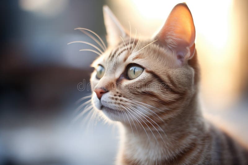 Backlit Whiskers and Ears of Quiet Cat Stock Image - Image of twilight ...