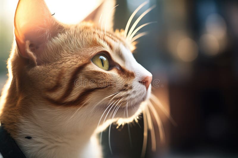 Backlit Whiskers and Ears of Quiet Cat Stock Illustration ...